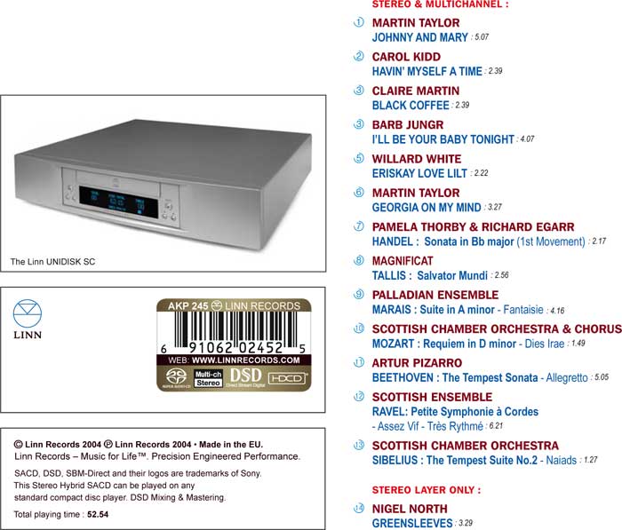 Club CD: SAMPLER - LINN RECORDS - The Super Audio Collection